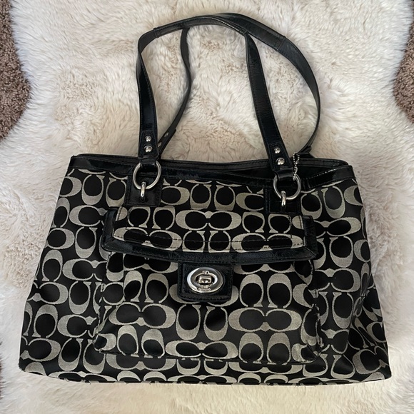 Coach | Bags | Coach Purse Coach Signature Collection Black And Silver ...